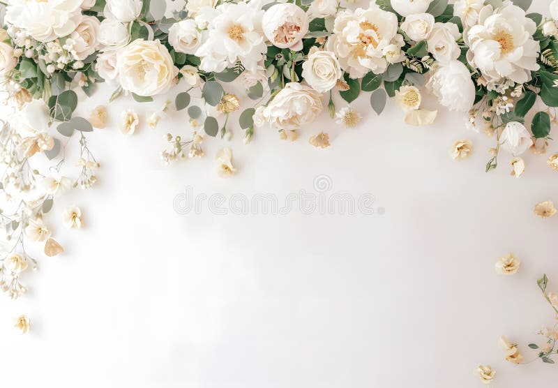 White Floral Frame Border with Copy Space Stock Illustration ...