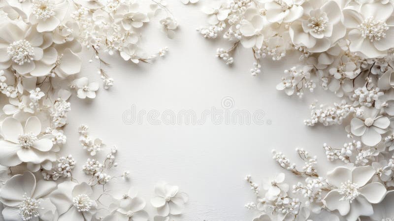 White Floral Frame Elegant Design Background Stock Illustration ...