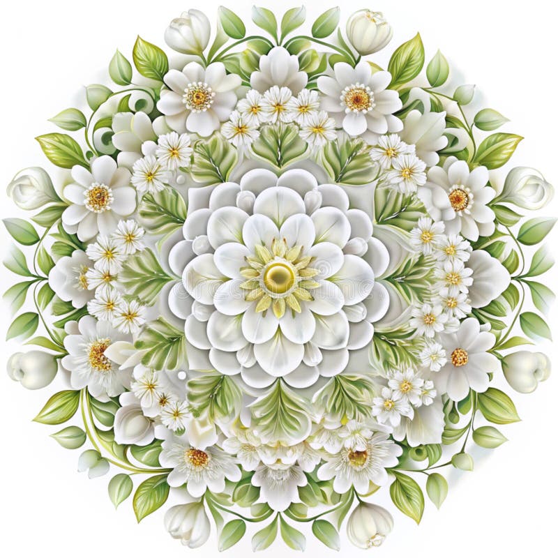 White Floral Pattern Isolated on White Background Stock Illustration ...