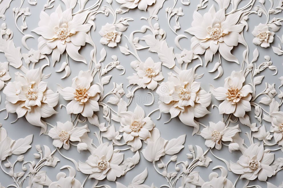 White Floral Pattern Wallpaper Stock Image - Image of classic, ornate ...