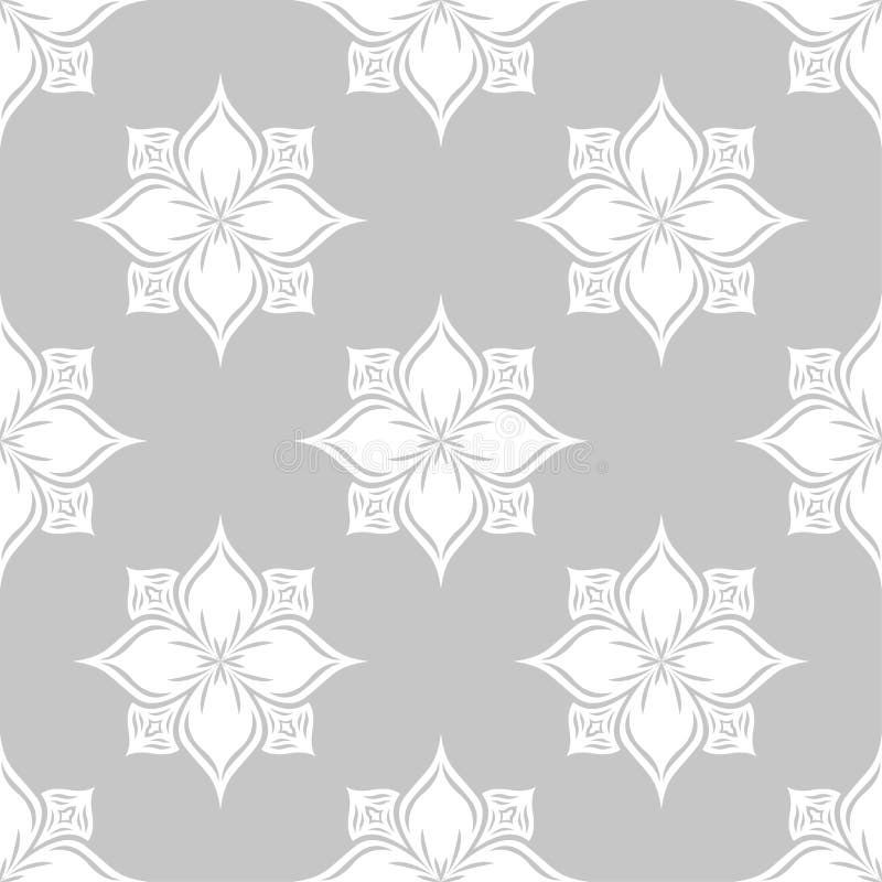 White Floral Seamless Pattern on Gray Background Stock Vector ...