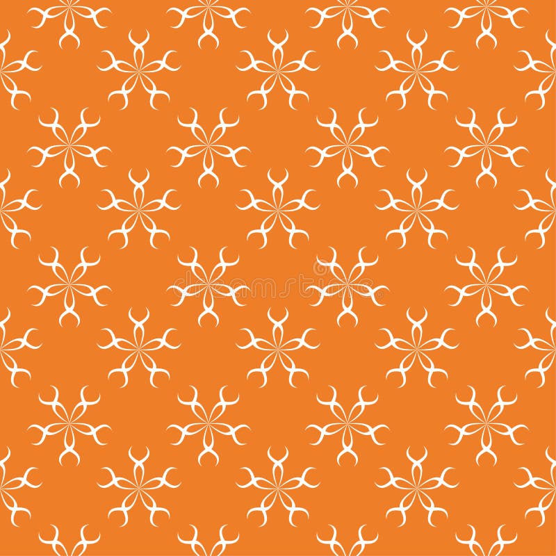 White Floral Seamless Pattern on Orange Background Stock Vector ...