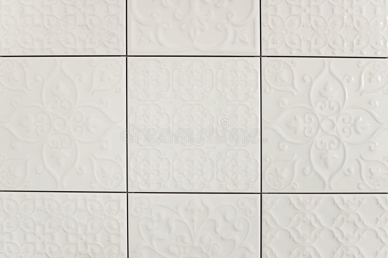 White Floral Tile Background Texture Stock Photo - Image of house ...