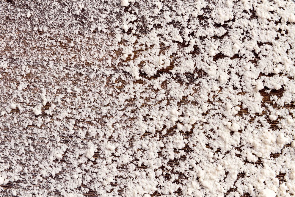 White Flour for Bakery on Wooden Table Stock Photo - Image of powder ...