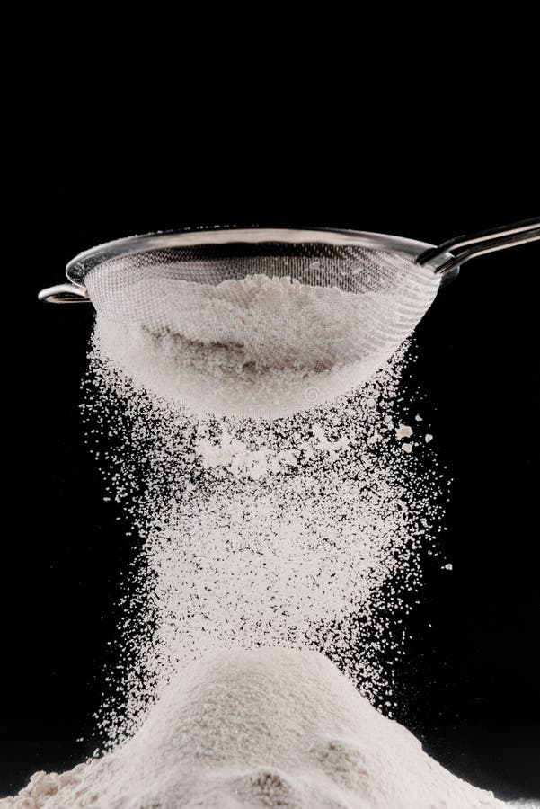 Flour Falling from Sieve on Pile for Pastry Stock Image - Image of ...