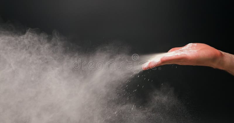 White Flour Powder Flying Against Dark Background Stock Photo - Image ...