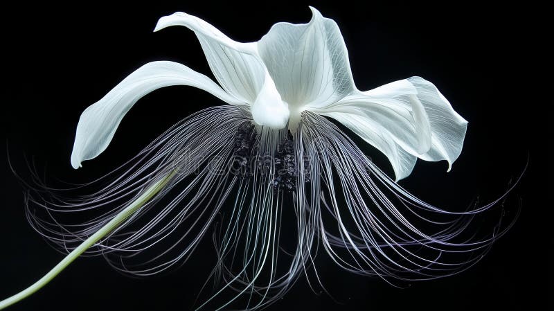 White Flower of Bat Tacca Integrifolia with Long Antennae Close-up ...