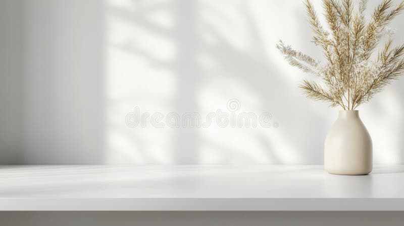 White Flower Bouquet Casting Soft Shadows Elegant White Wall ...