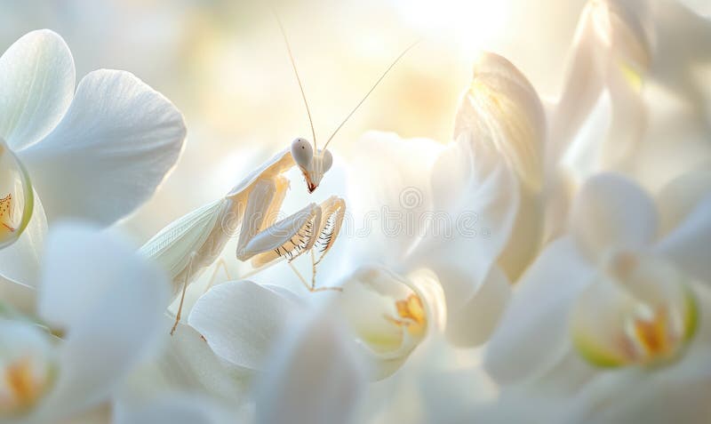 A White Flower with a Bug on it Stock Illustration - Illustration of ...