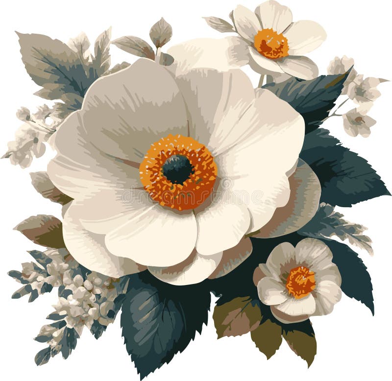 White Flower Bundle Vector Illustration Stock Vector - Illustration of ...