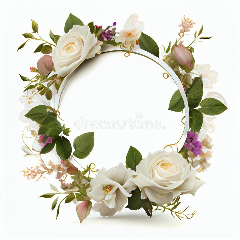 White Flower Circle Frame stock image. Image of bouquet - 330231497