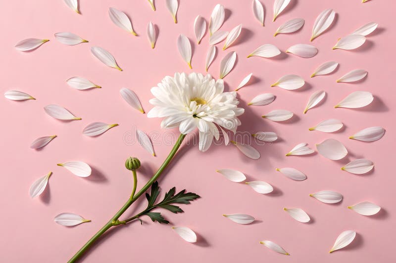 White Flower with Fallen Petals Stock Illustration - Illustration of ...