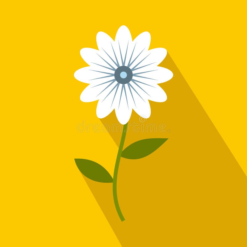 White Flower Icon, Flat Style Stock Illustration - Illustration of ...
