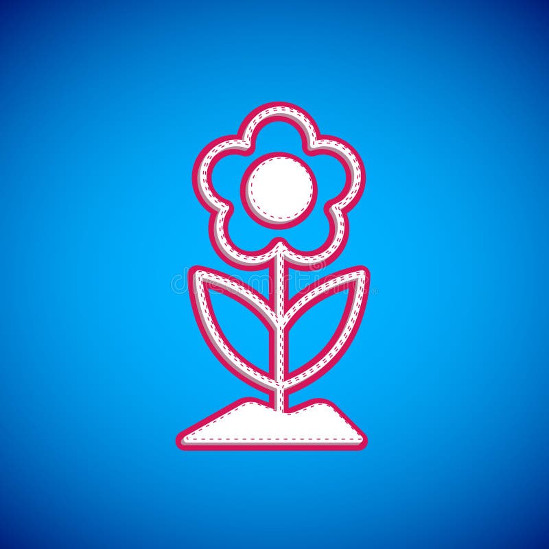 White Flower Icon Isolated on Blue Background. Vector Stock Vector ...
