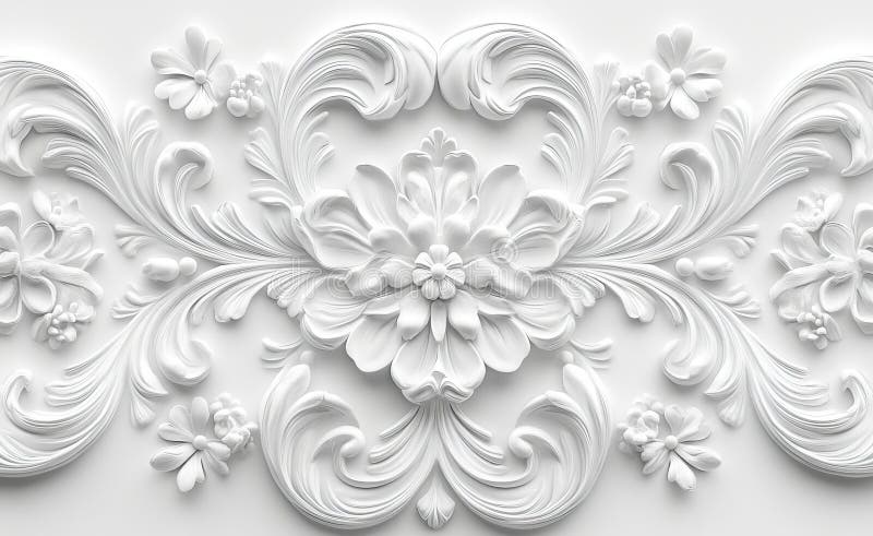 White Flower Pattern. Decorative Stucco Moulding on the Wall or Ceiling ...