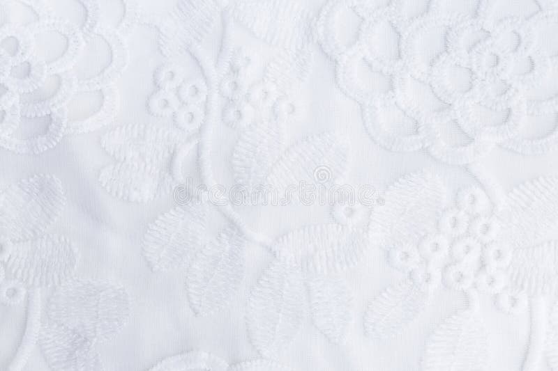 White Flower Pattern on White Fabric Background Stock Image - Image of ...