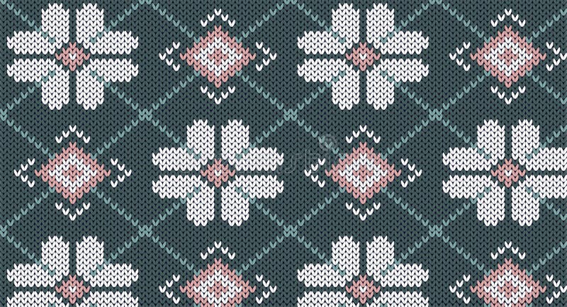 White Flower and Square Seamless Knitting Pattern Stock Vector ...