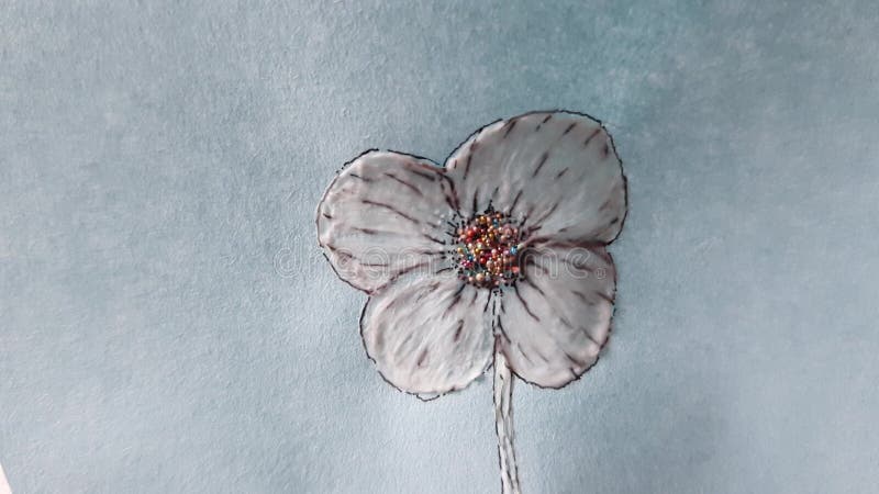 White Flower from Texture Paste on a Blue Surface Stock Illustration ...