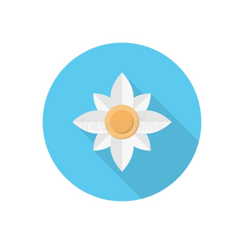 White Flower Vector Flat Colour Icon Stock Vector - Illustration of ...