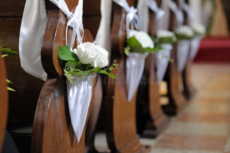 White Flower Wedding Decoration Stock Image - Image of chapel, marry ...