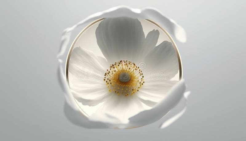 A White Flower with a Yellow Center in the Middle of it. Stock ...