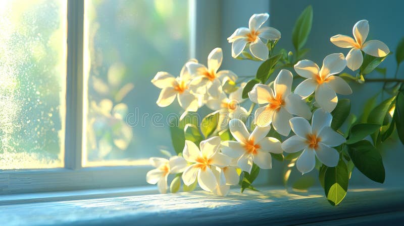 Fresh Green Leaves White Vase Bright Sunny Window Sill Stock Photos ...