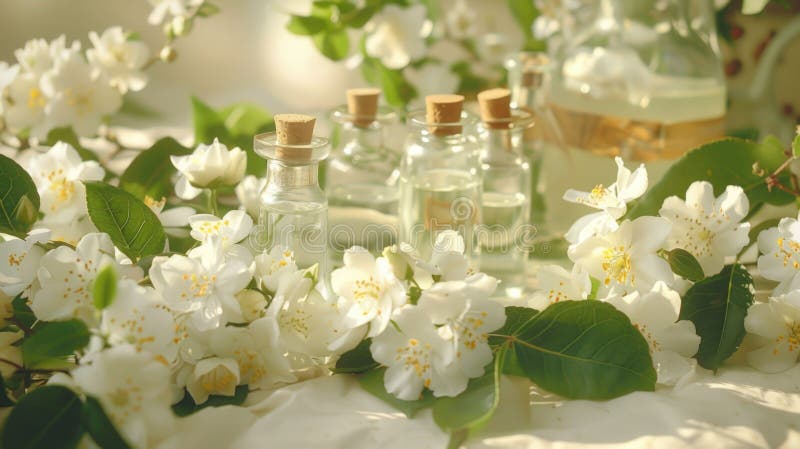 White Flowers in Glass Bottles, Perfect for Interior Design Projects ...