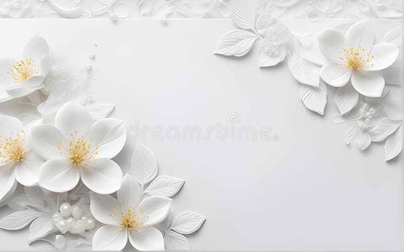 White Flowers Paper Texture on a White Background Stock Illustration ...