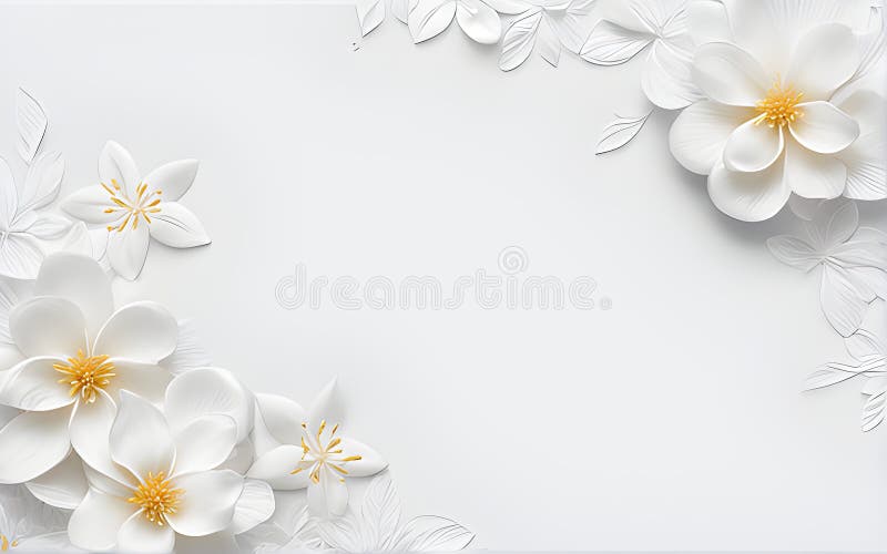 White Flowers Paper Texture on a White Background Stock Illustration ...