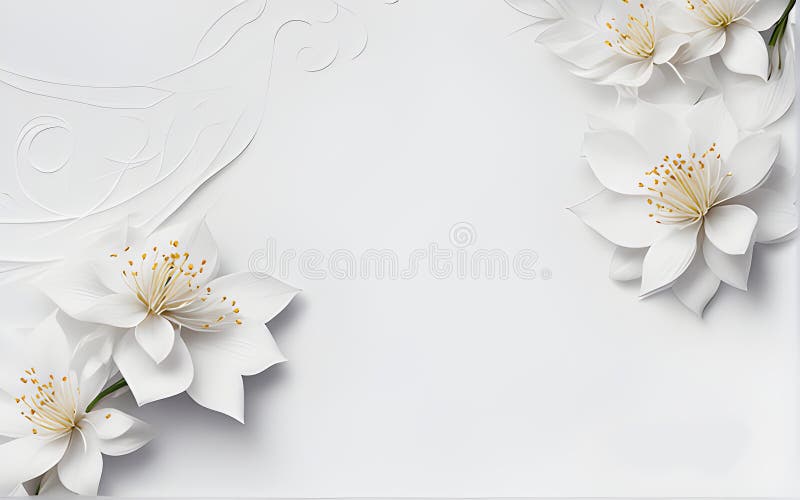 White Flowers Paper Texture on a White Background Stock Illustration ...
