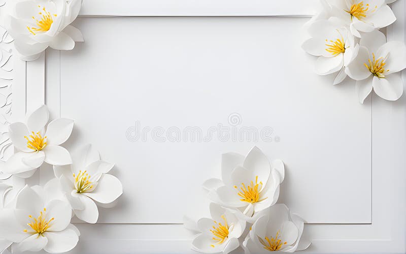 White Flowers Paper Texture on a White Background Stock Illustration ...