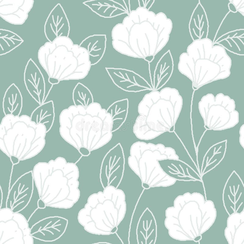 White Flowers Repeat Pattern Design Stock Illustration - Illustration ...