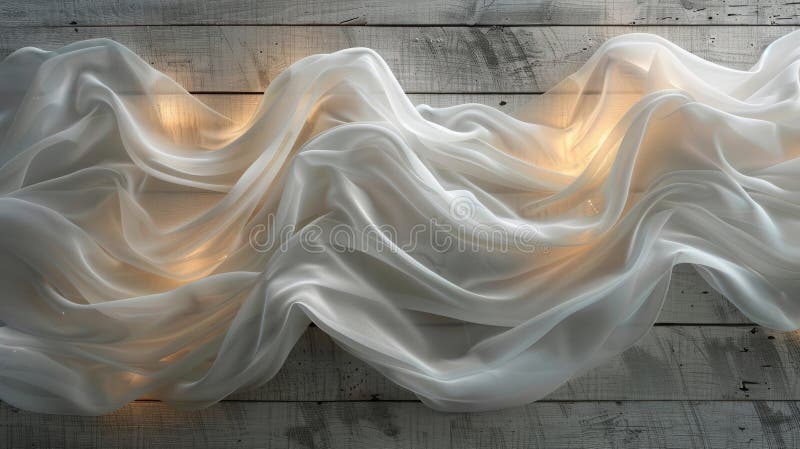 White Flowing Fabric on Wooden Background Stock Photo - Image of ...
