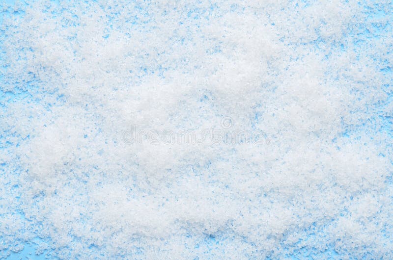 White Fluffy Artificial Snow on Blue Background. Winter Simple ...