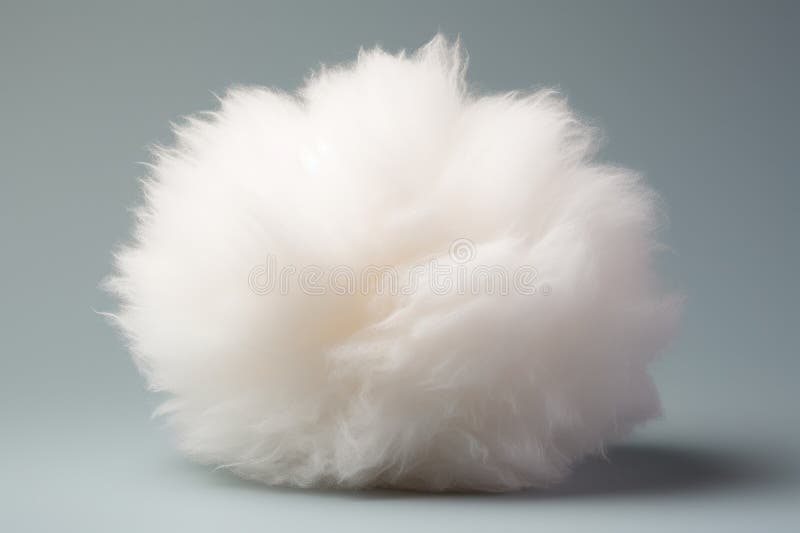 A White Fluffy Ball of Yarn Sitting on a Plain Gray Background, the ...