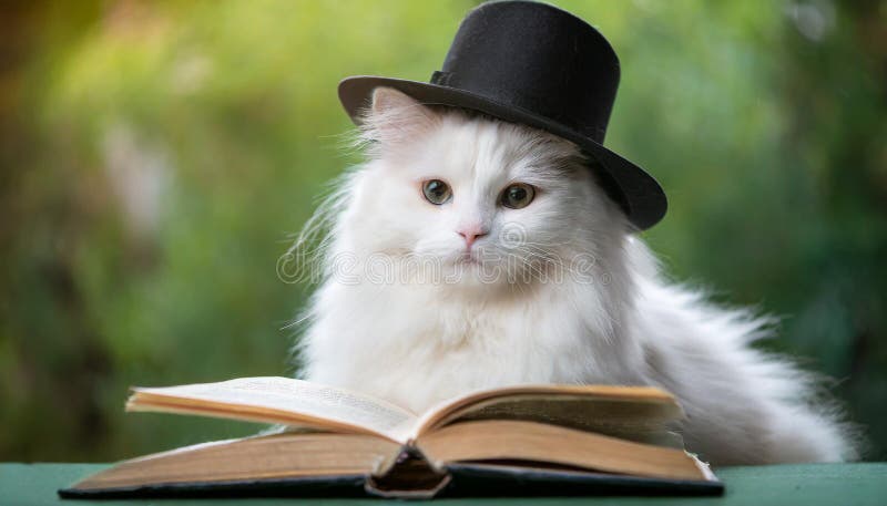 Smart Black Cat Reading the Magic Book. Stock Vector - Illustration of ...