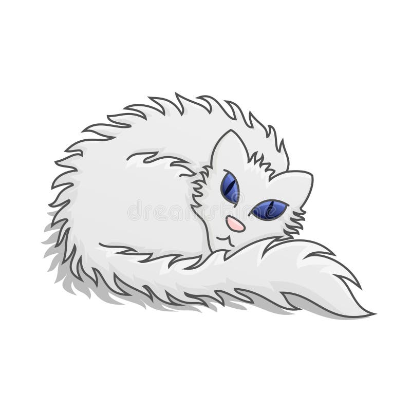 White Fluffy Cat Vector Illustration Stock Vector - Illustration of ...