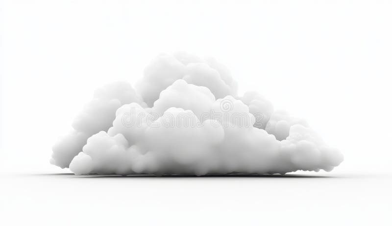 White Fluffy Cloud on White Background Minimalist 3D Digital Render ...
