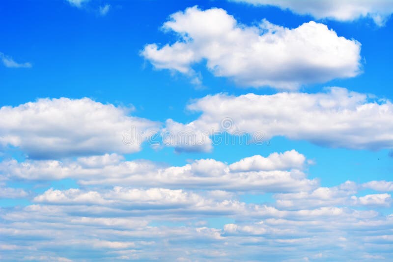 White Fluffy Clouds on Blue Sky, View from Below Stock Image - Image of ...