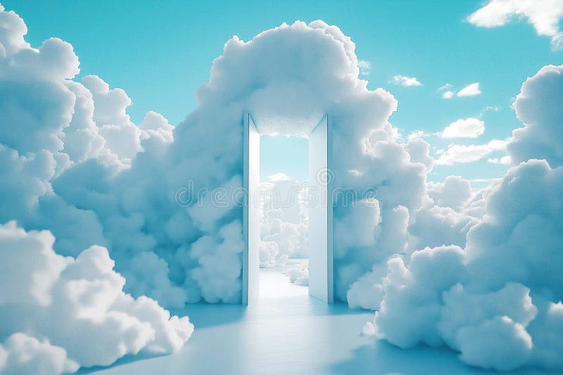 White Fluffy Clouds Going through, Flying Out, Open Door, Objects ...