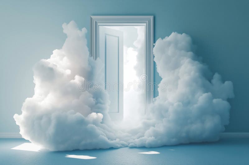 White Fluffy Clouds Going through, Flying Out, Open Door, Objects ...