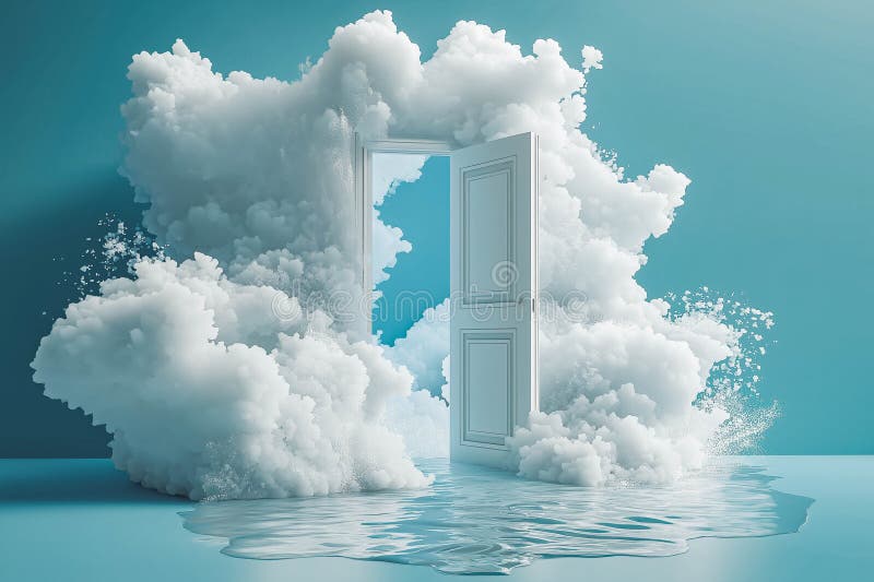 White Fluffy Clouds Going through, Flying Out, Open Door, Objects ...