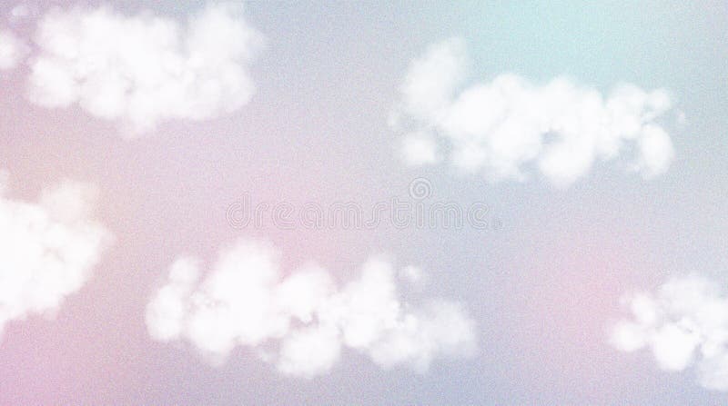White Fluffy Clouds on Grainy Texture Pastel Gradient Sky Background ...