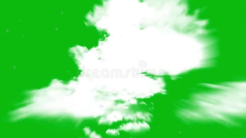 White Fluffy Clouds on a Green Screen. Clouds Animation Moving on Green ...