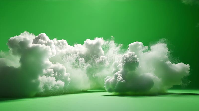 White Fluffy Clouds Moving on Green Screen Background Stock Video ...