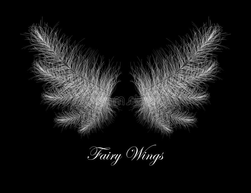White Fluffy Fay Wings - Dreamlike Fuzzy Pixie Wings Stock Vector ...