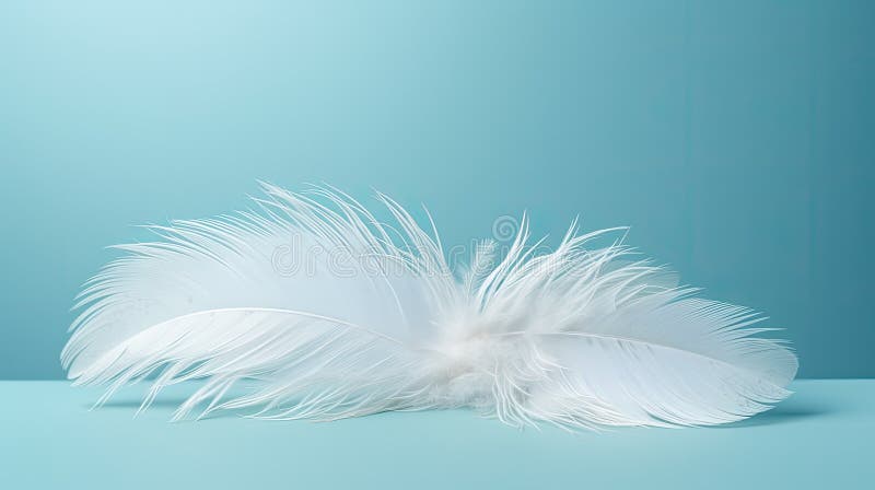 White Fluffy Feathers Against a Serene Background in Pale Turquoise ...