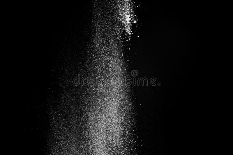 White Fluffy Snow on Small Particles Isolated on Black Background Stock ...