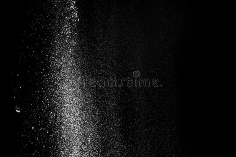 White Fluffy Snow on Small Particles Isolated on Black Background Stock ...