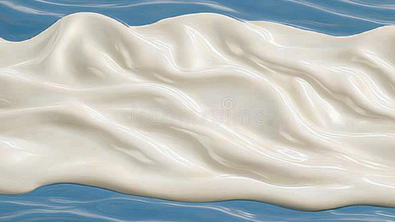 White Fluid Flow Above Blue Liquid Creates Abstract Wave Design Stock ...